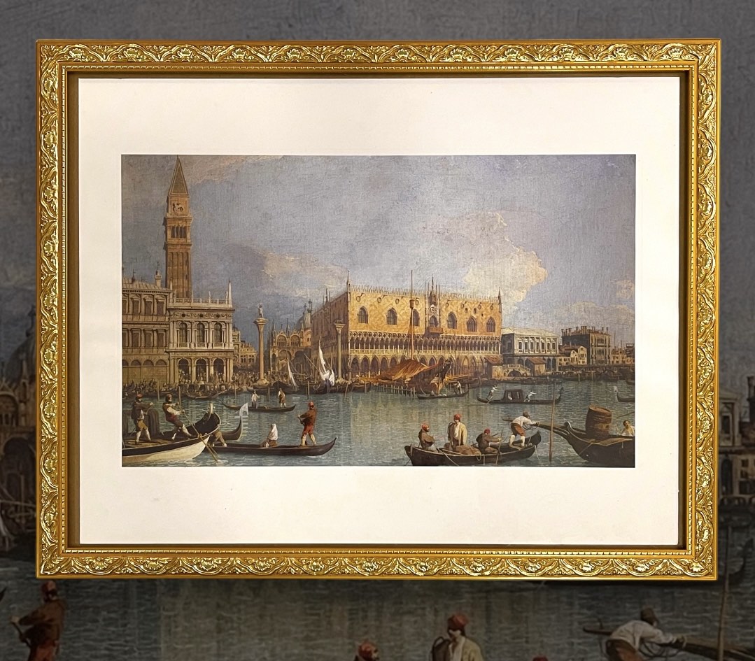 Vintage Big Art Frame “Palazzo Ducale and The Plazza San Marco” Scenery ...
