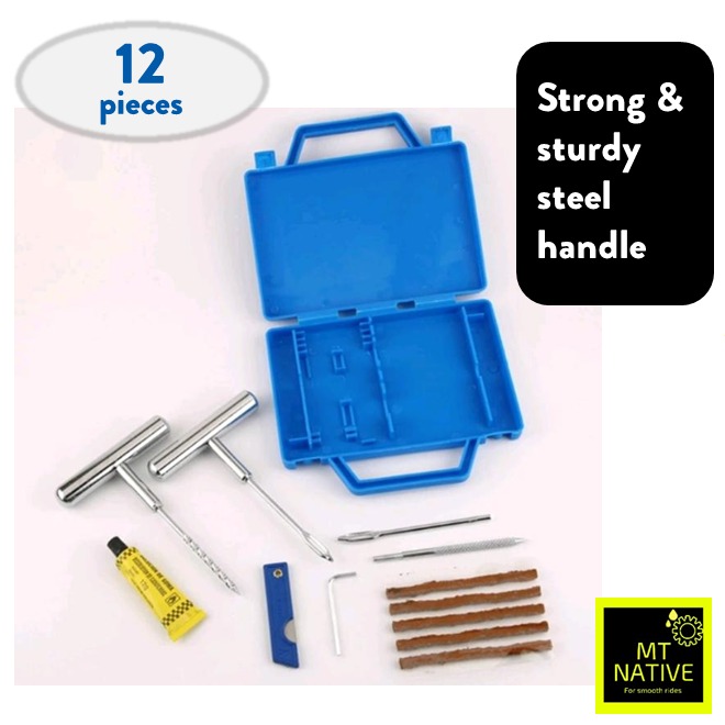 12 pieces Tyre Repair Kit Puncture Fix Steel T-Handle Gummy Great Tool ...