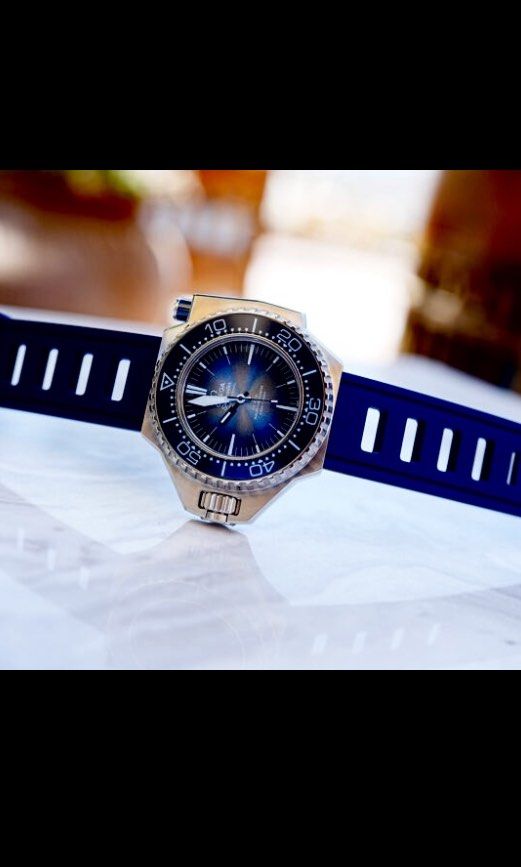 24mm Isofrane navy blue dive diver watch strap fit Blancpain Fifty ...