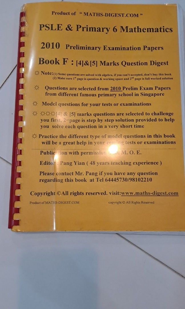 2 for $17 PSLE & P6 maths book B by maths digest Mr Pang, Hobbies ...