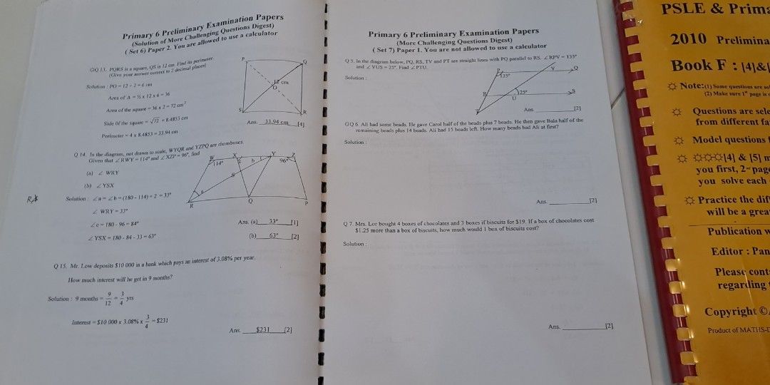 2 for $17 PSLE & P6 maths book B by maths digest Mr Pang, Hobbies ...
