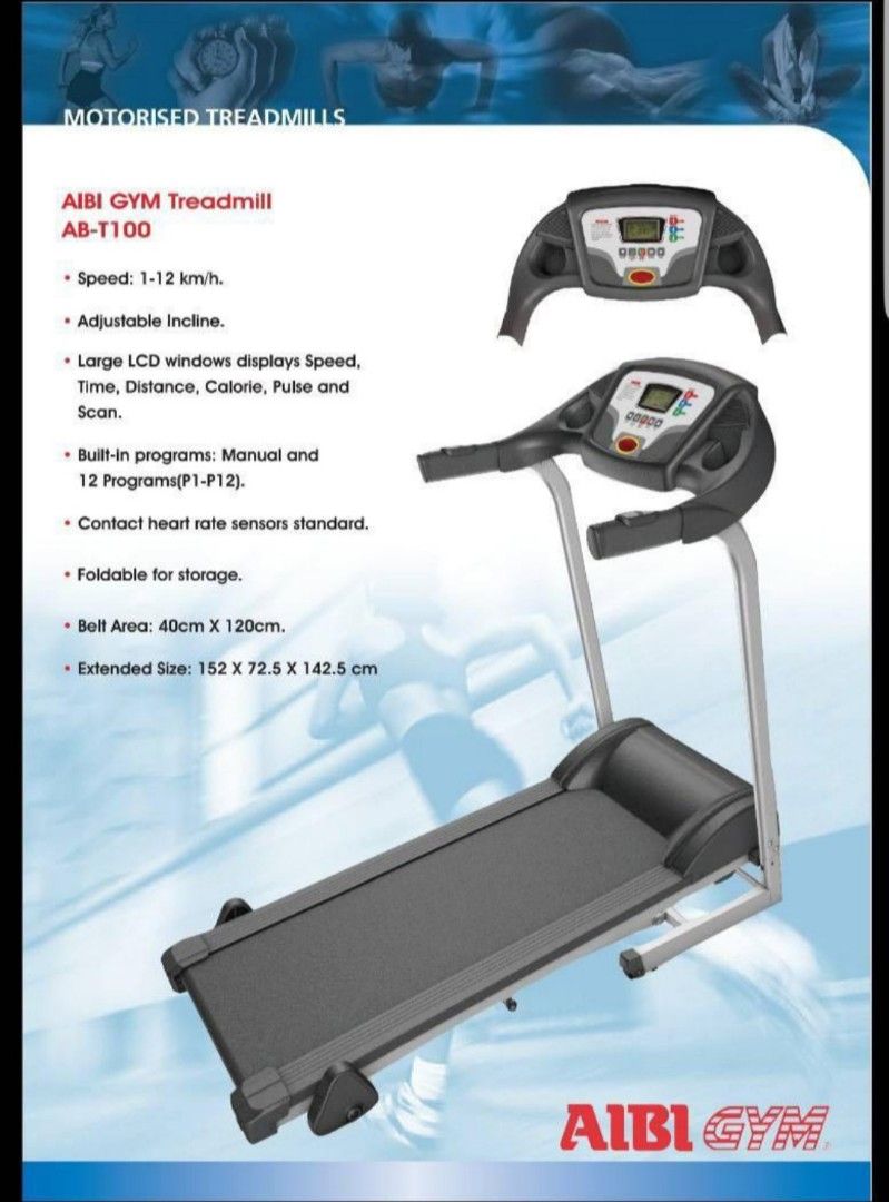 AB-T100 AIBI Gym Foldable Treadmill, Sports Equipment, Exercise ...