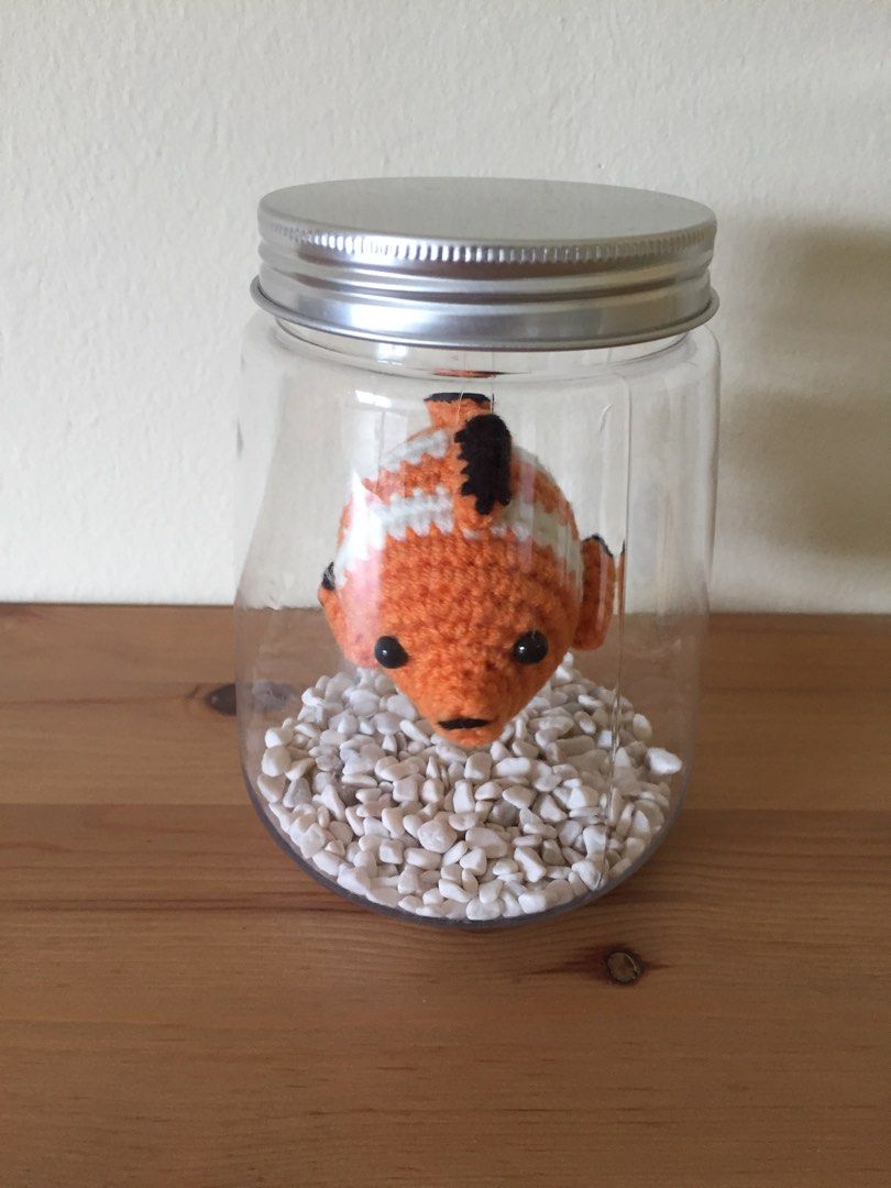 Amigurumi Nemo Fish in Plastic Jar, Hobbies & Toys, Stationery & Craft ...