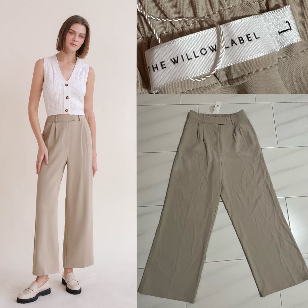 BNWT The Willow Label TWL Landi Waist Tab Pants Cashew, Women's Fashion, Bottoms, Other Bottoms ...