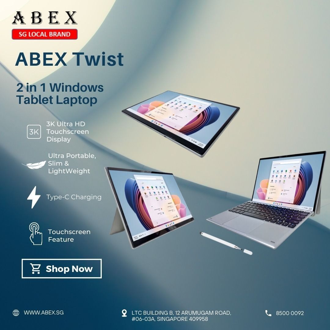 Brand New ABEX WT08 2in1 Touchscreen Tablet Windows Laptop / SG Local ...