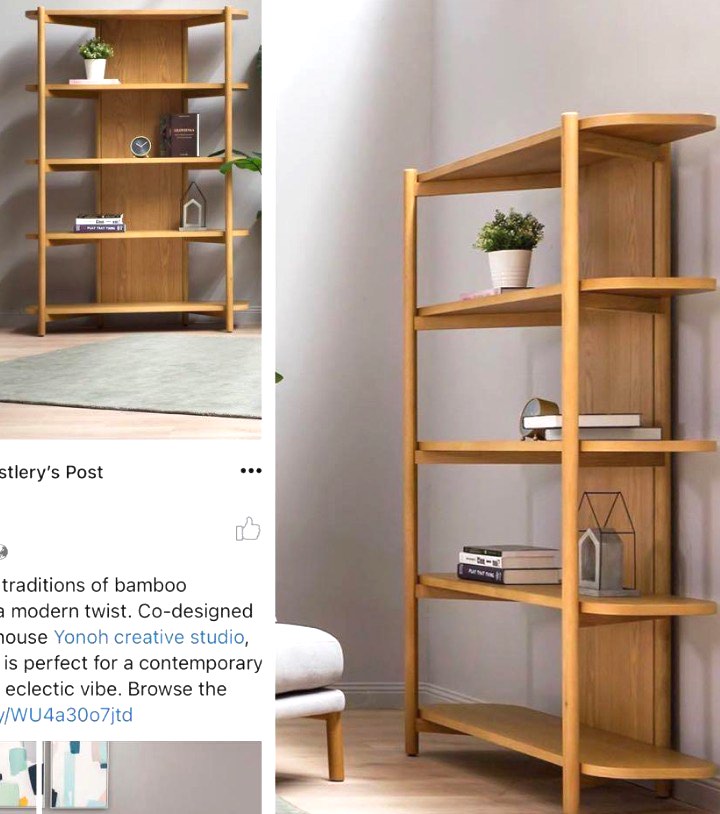 Castlery bamboo bookshelf cabinet display, Furniture & Home Living ...