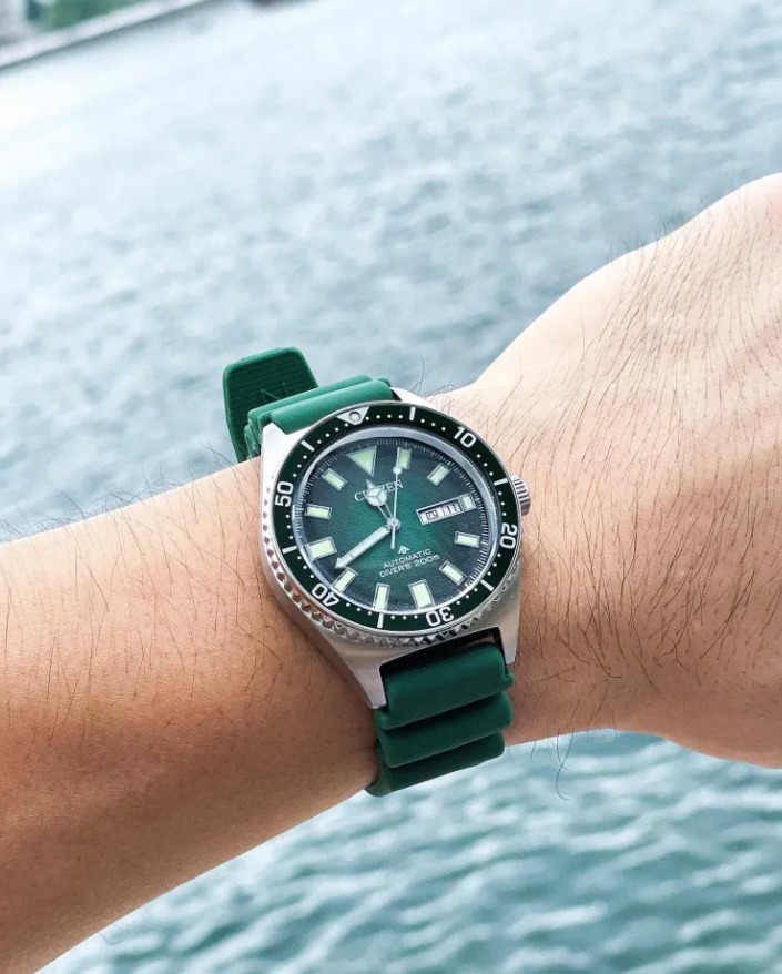 Citizen Promaster Marine NY0121-09X Green Analog Rubber Automatic ...