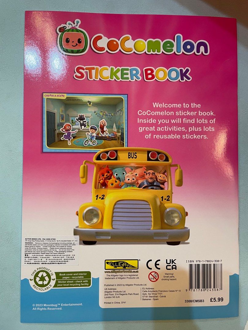 CoComelon Sticker Book, 興趣及遊戲, 書本 & 文具, 小朋友書 - Carousell