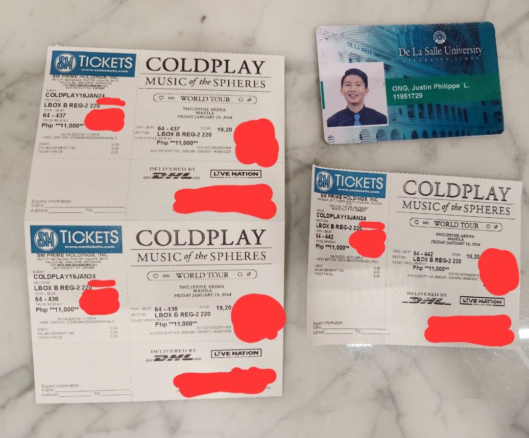 COLDPLAY Concert Ticket for January 19, 2024, Tickets & Vouchers, Event ...