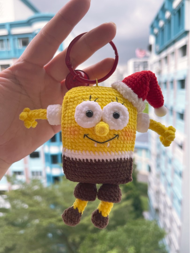 Crochet Christmas Patrick star keychain, Hobbies & Toys, Stationery ...
