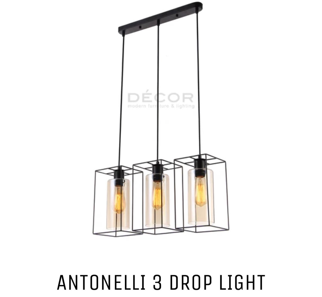 Decor Manila Antonelli 3 Drop light, Furniture & Home Living, Lighting ...