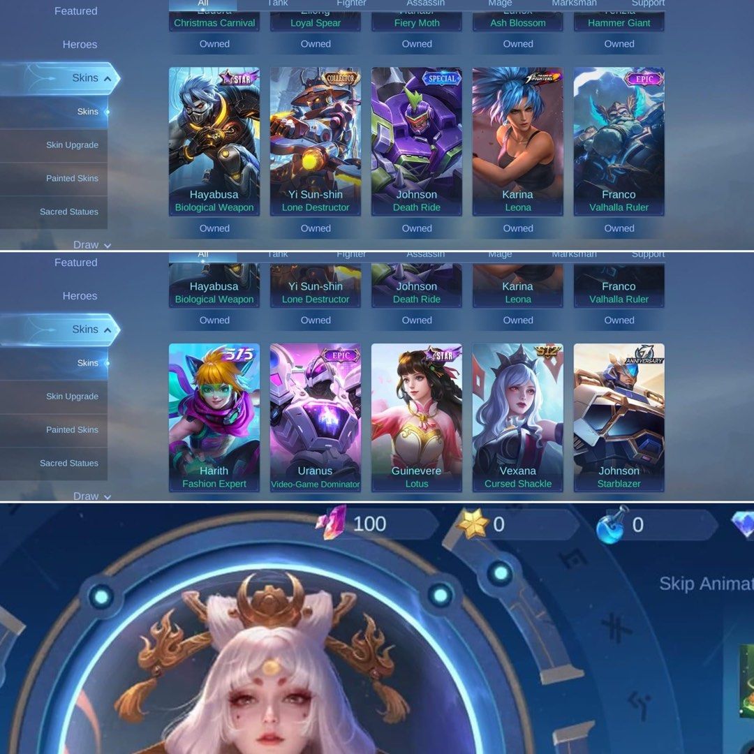 Fanny Aspirants, Yi Sun Shin Collector, Fire Crown Recall Mobile ...