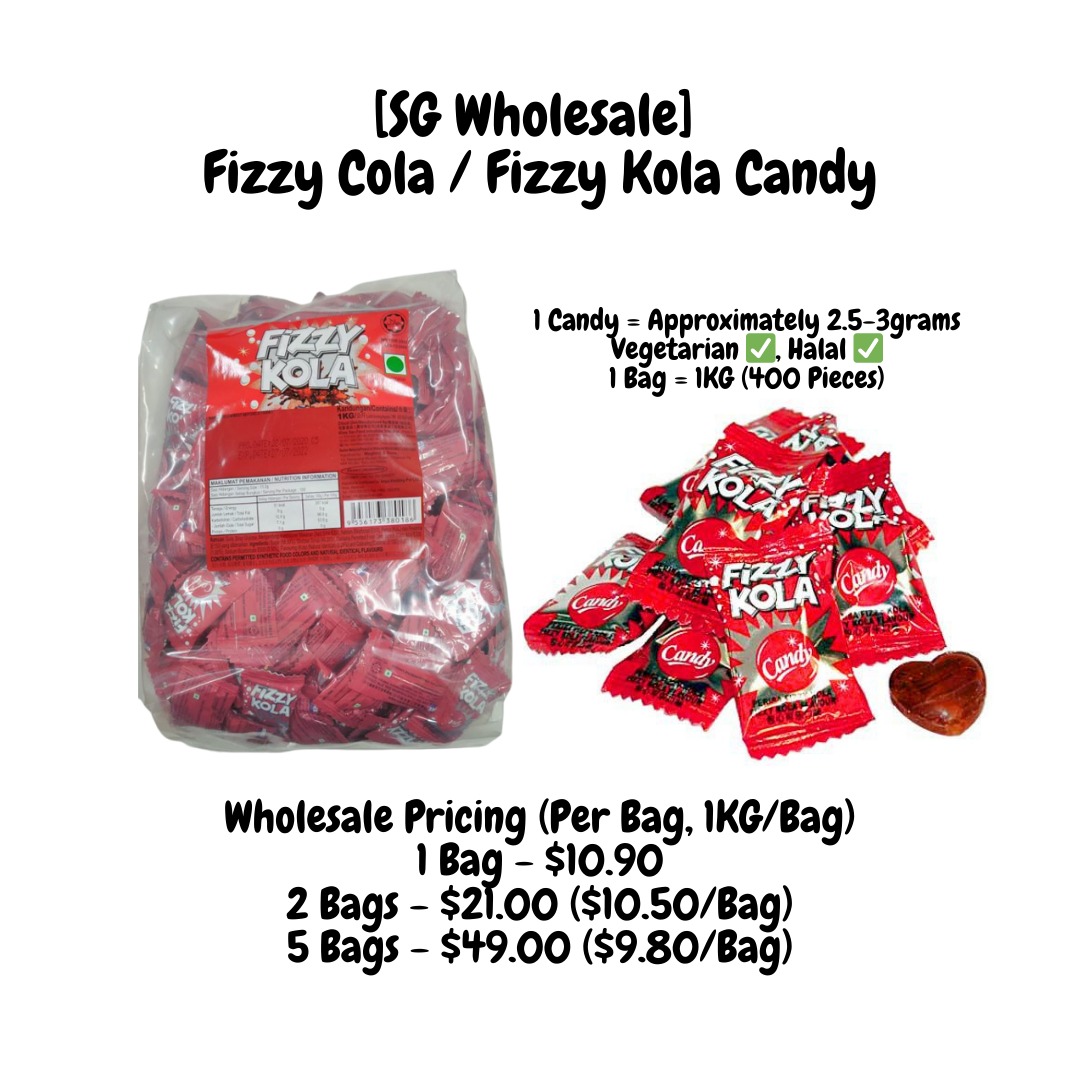 Fizzy Kola Candy 1KG BAG (400 Pieces) [Local Stock], Food & Drinks ...