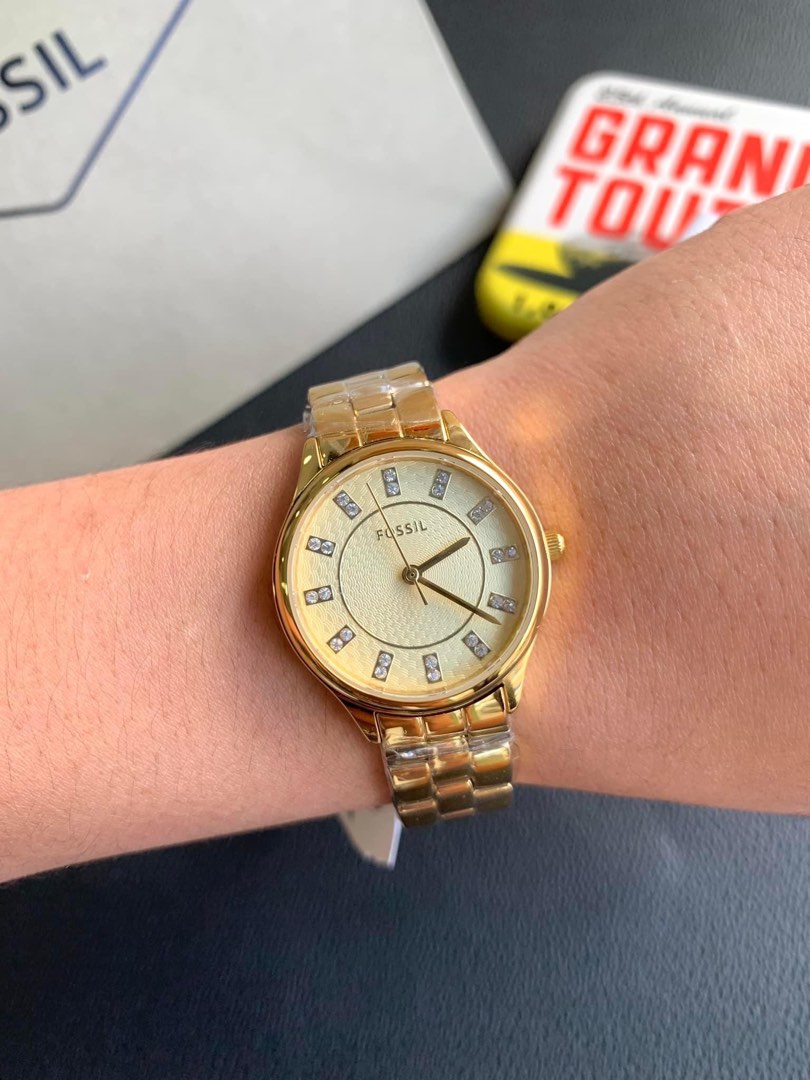 FOSSIL SLIM SMALL ALL GOLD DIAL AUTHENTIC WATCH, Women's Fashion ...