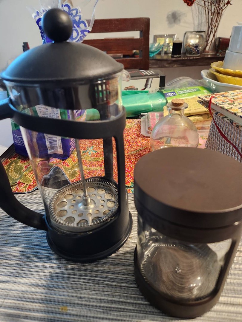 French press and ground coffee container, Furniture & Home Living ...