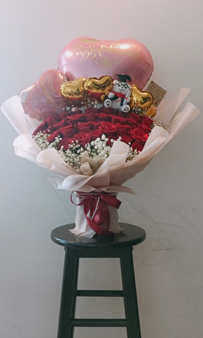 NEW Custom Fresh Roses Bouquet| Congratulations on your Graduation ...