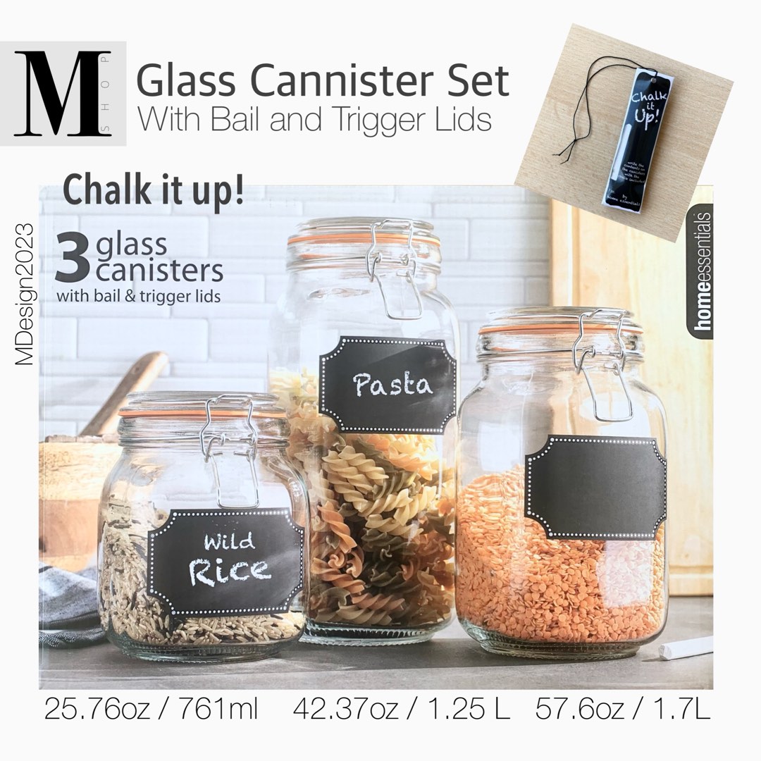 Glass Cannister Set of 3, Furniture & Home Living, Kitchenware ...