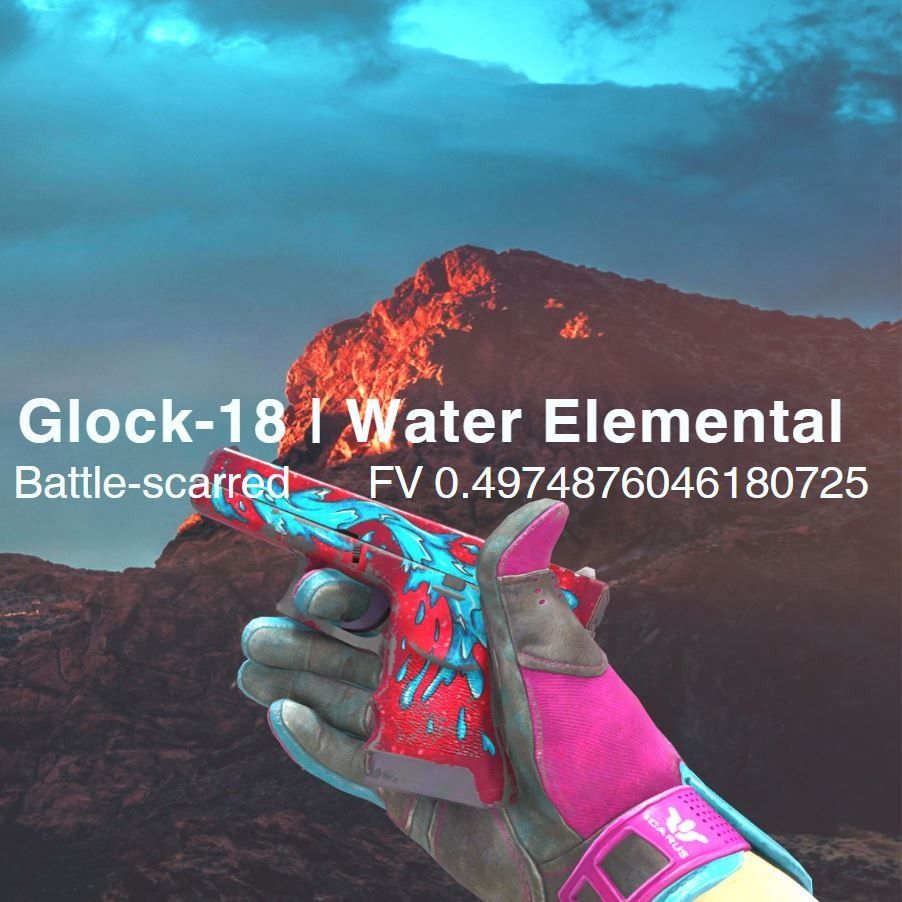Glock-18 | Water Elemental Battle-scarred CSGO CS2 CS Skin Knife, Video ...