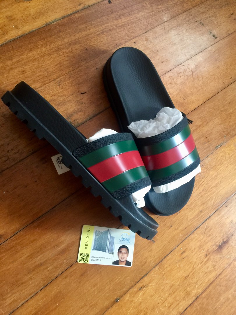 Brandnew Gucci Web Slides, Men's Fashion, Footwear, Slippers & Slides ...