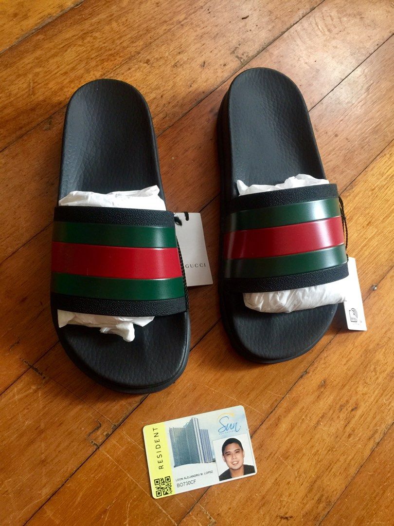 Brandnew Gucci Web Slides, Men's Fashion, Footwear, Slippers & Slides ...
