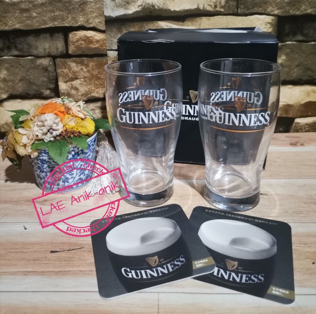 Guinness Draught Glass Set (Rare/Vintage), Furniture & Home Living ...