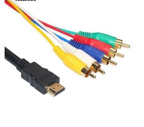 HDMI Male to 5-RCA RGB Audio Video AV Component Convert Cable Gold ...