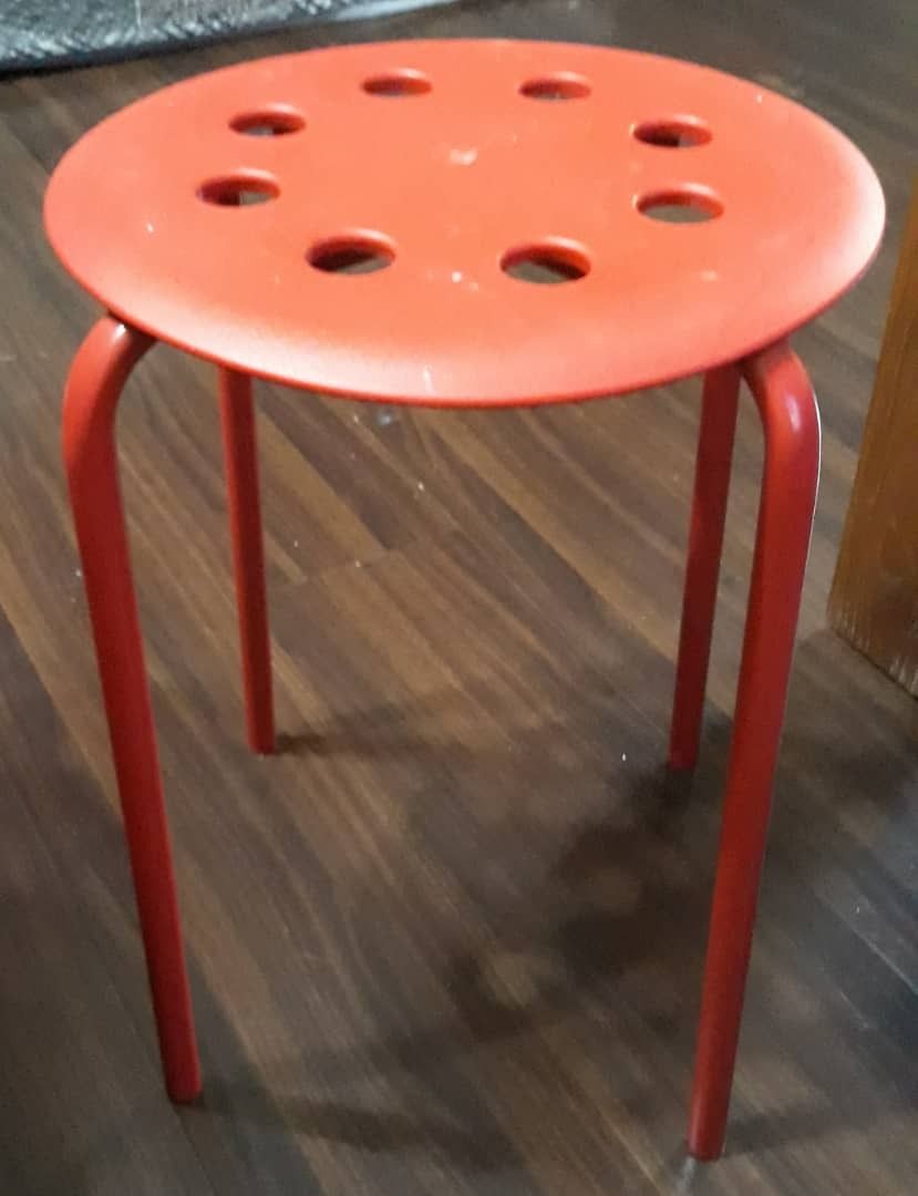 IKEA MARIUS Stool - Red Color, Furniture & Home Living, Furniture ...