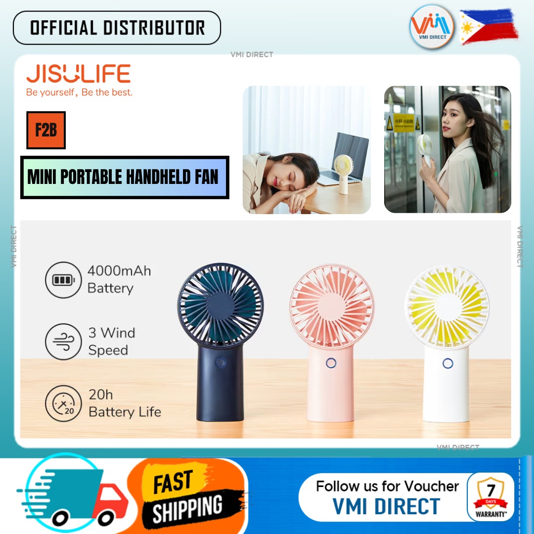 JISULIFE F2B Portable Handheld Fan 4000mAh Rechargeable USB Mobile Mini ...
