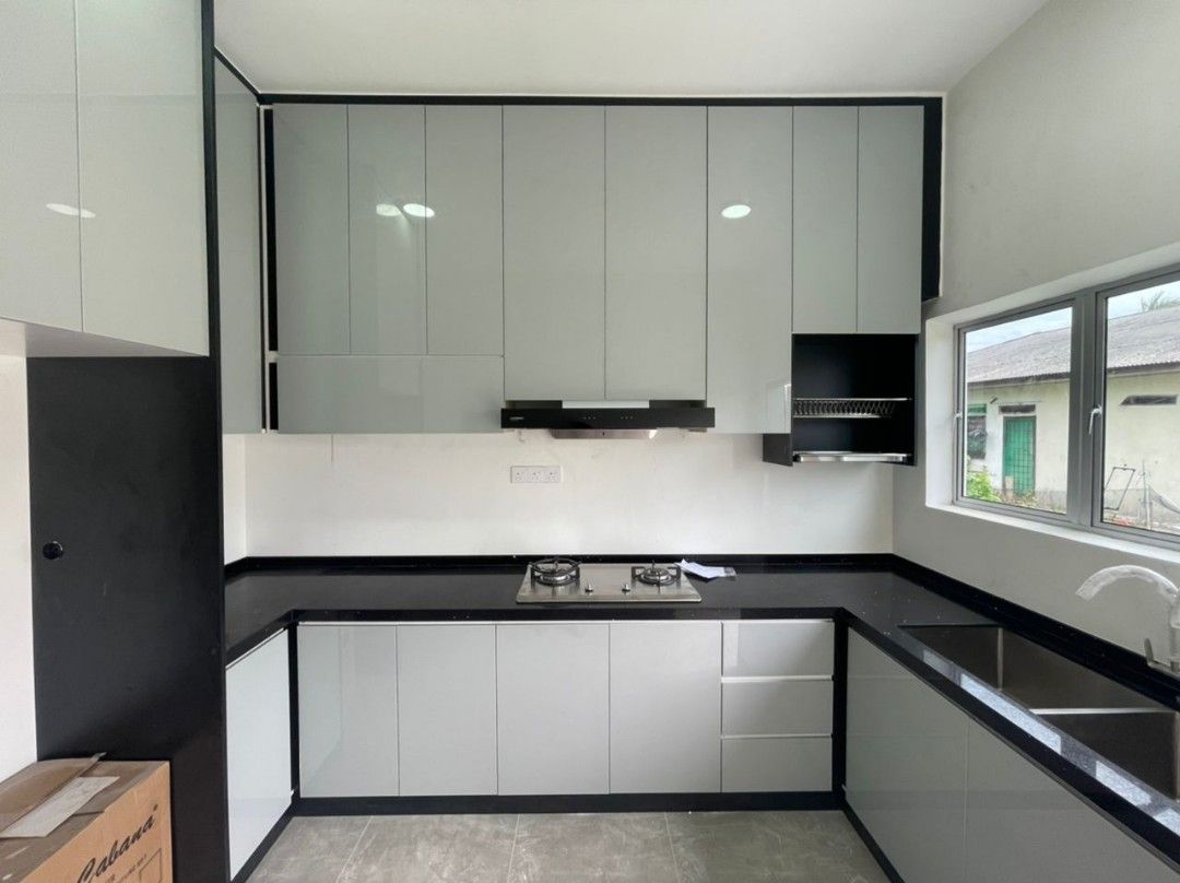 Kabinet Dapur/ Kitchen Cabinet/ Melamine/4G glass/BlockBoard/Hardboard ...