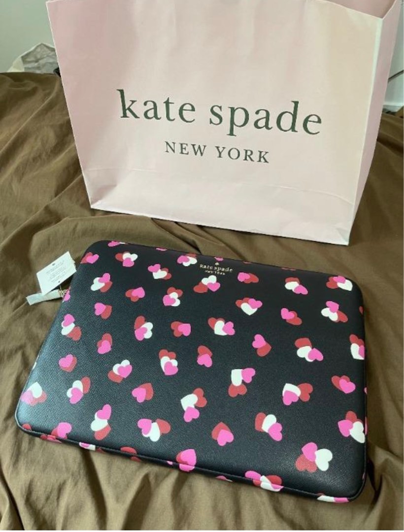 Kate Spade Laptop Sleeve with Flutter Heart Prints (NEW), Luxury, Bags ...