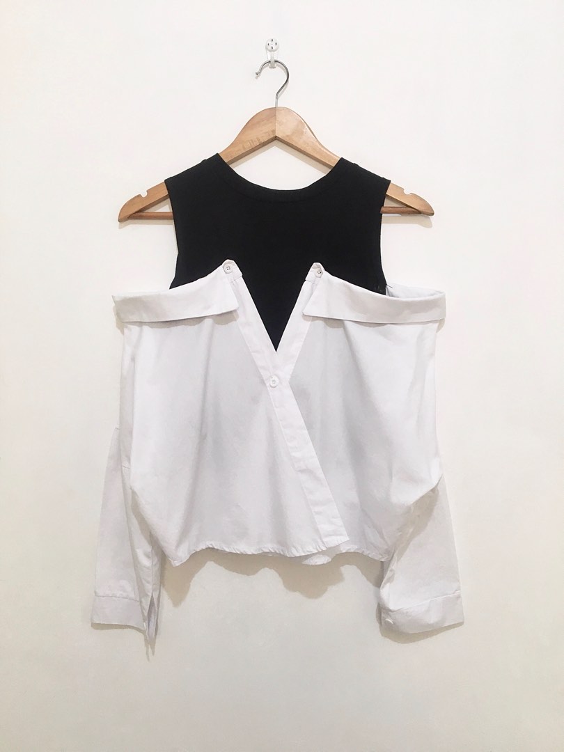 Korean Brand stylish top with built-in inner, Women's Fashion, Tops ...