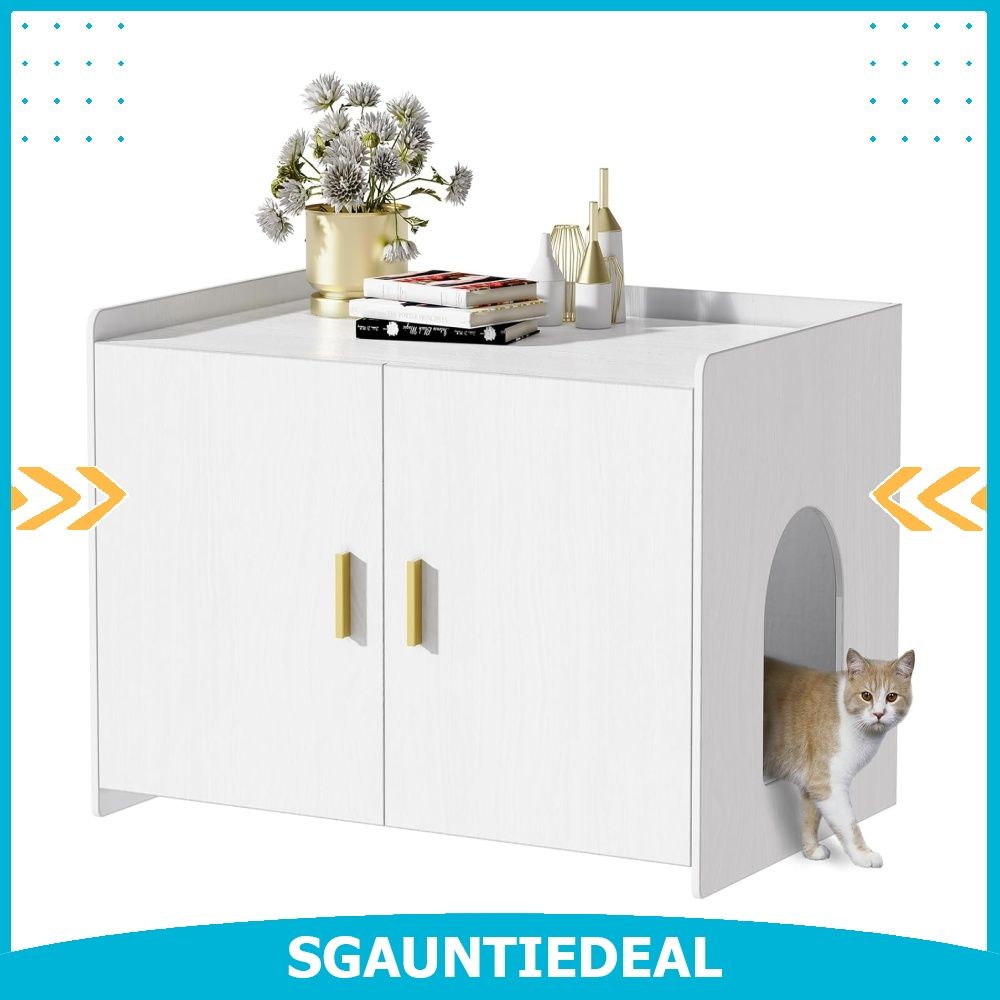 Lkeiyay Cat Litter Box Enclosure - Hidden Enclosed Litter Box Furniture ...
