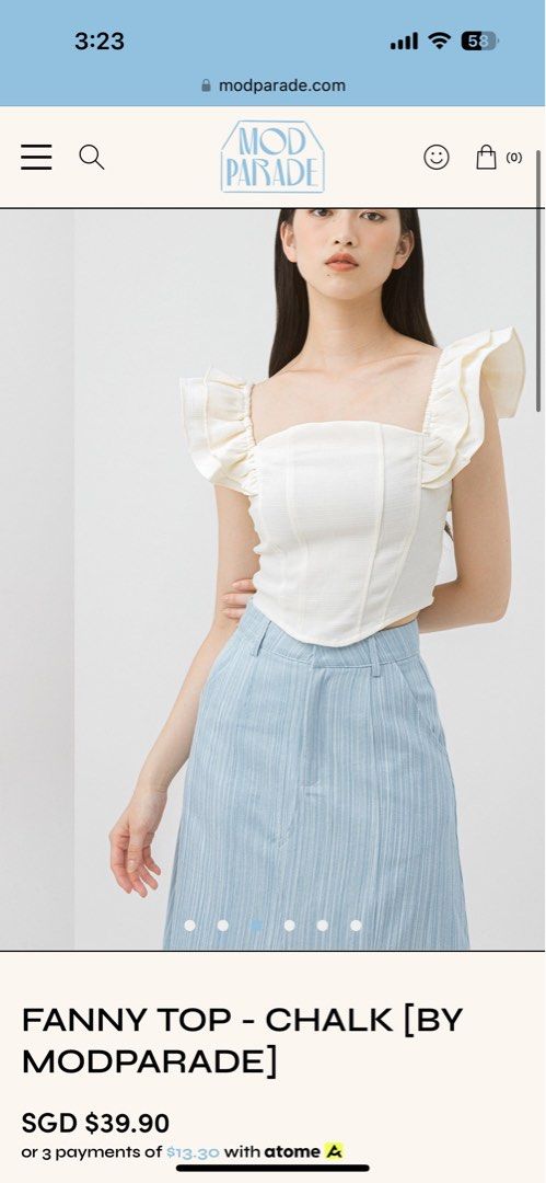 Modparade fanny top (chalk), Women's Fashion, Tops, Blouses on Carousell