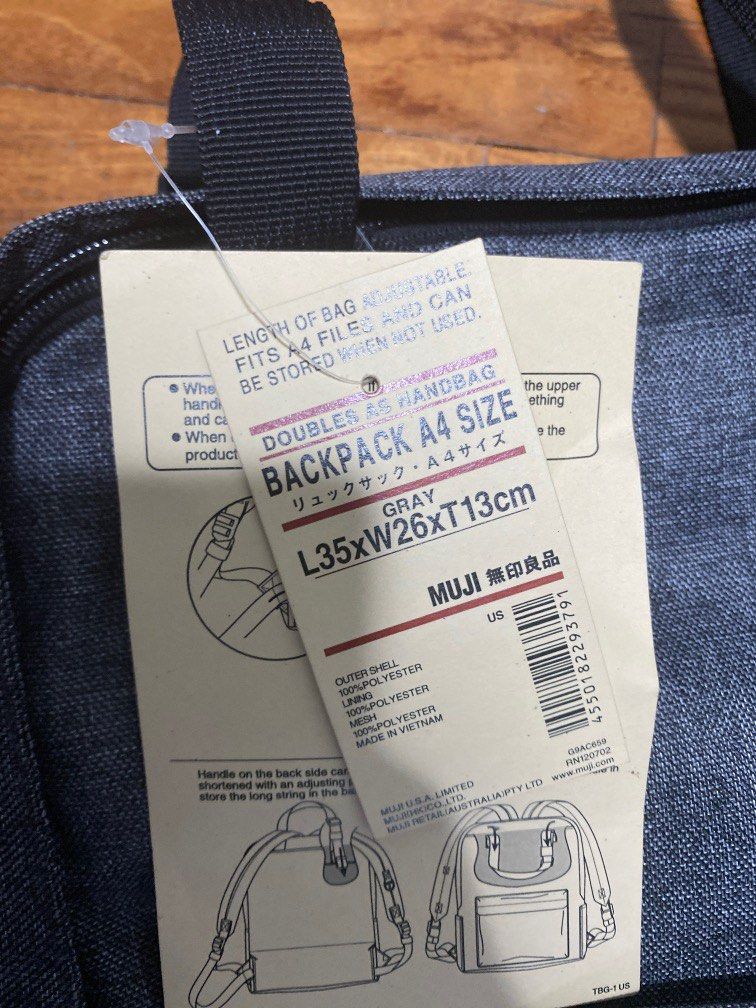 Muji Backpack A4 Size, Men's Fashion, Bags, Backpacks on Carousell