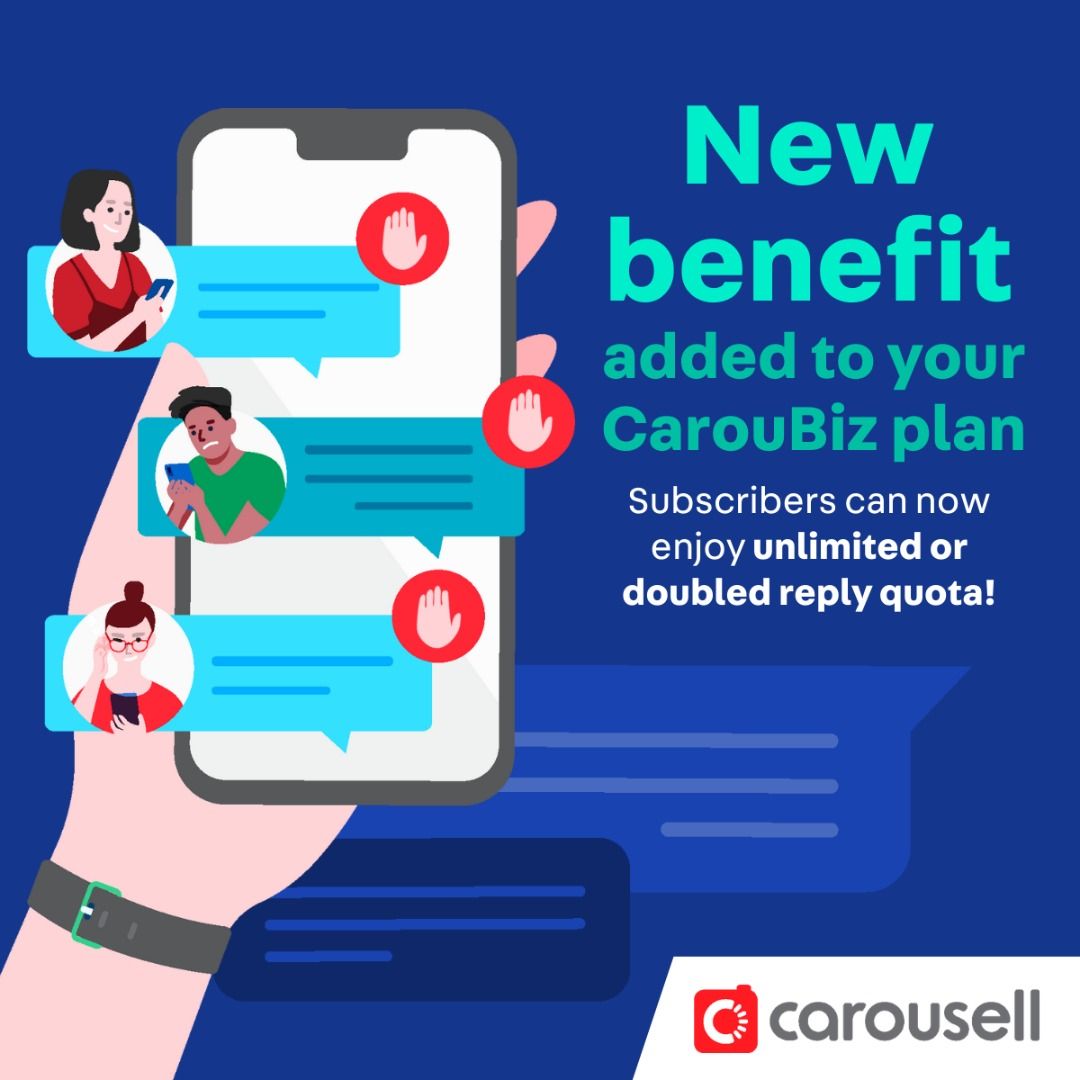 New benefit added to your CarouBiz plan - unlimited or doubled reply quota!, Announcements on ...