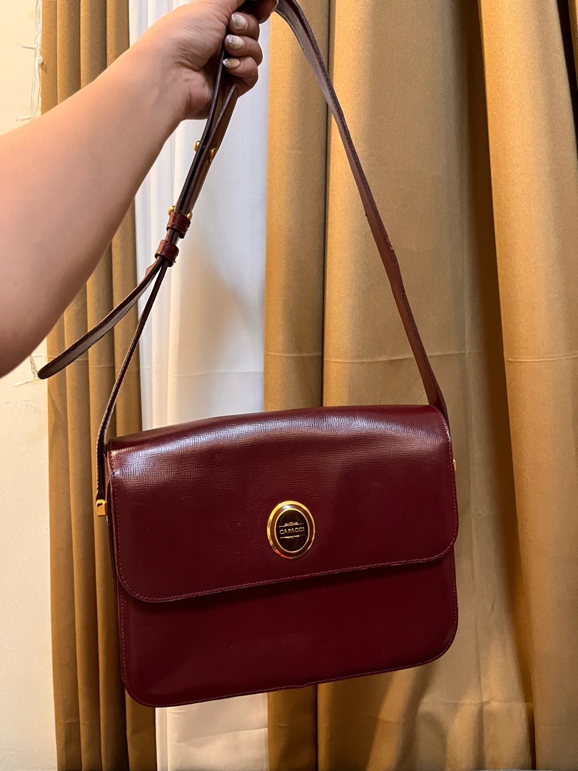 Original Capacci Vintage Structured Bag Wine Red, Women's Fashion, Bags ...