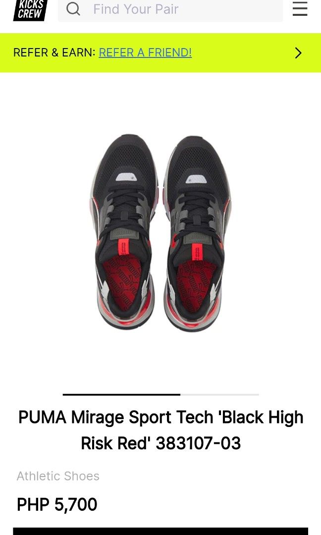 PUMA Mirage Sport Tech Black High Risk Red, Men's Fashion, Footwear ...