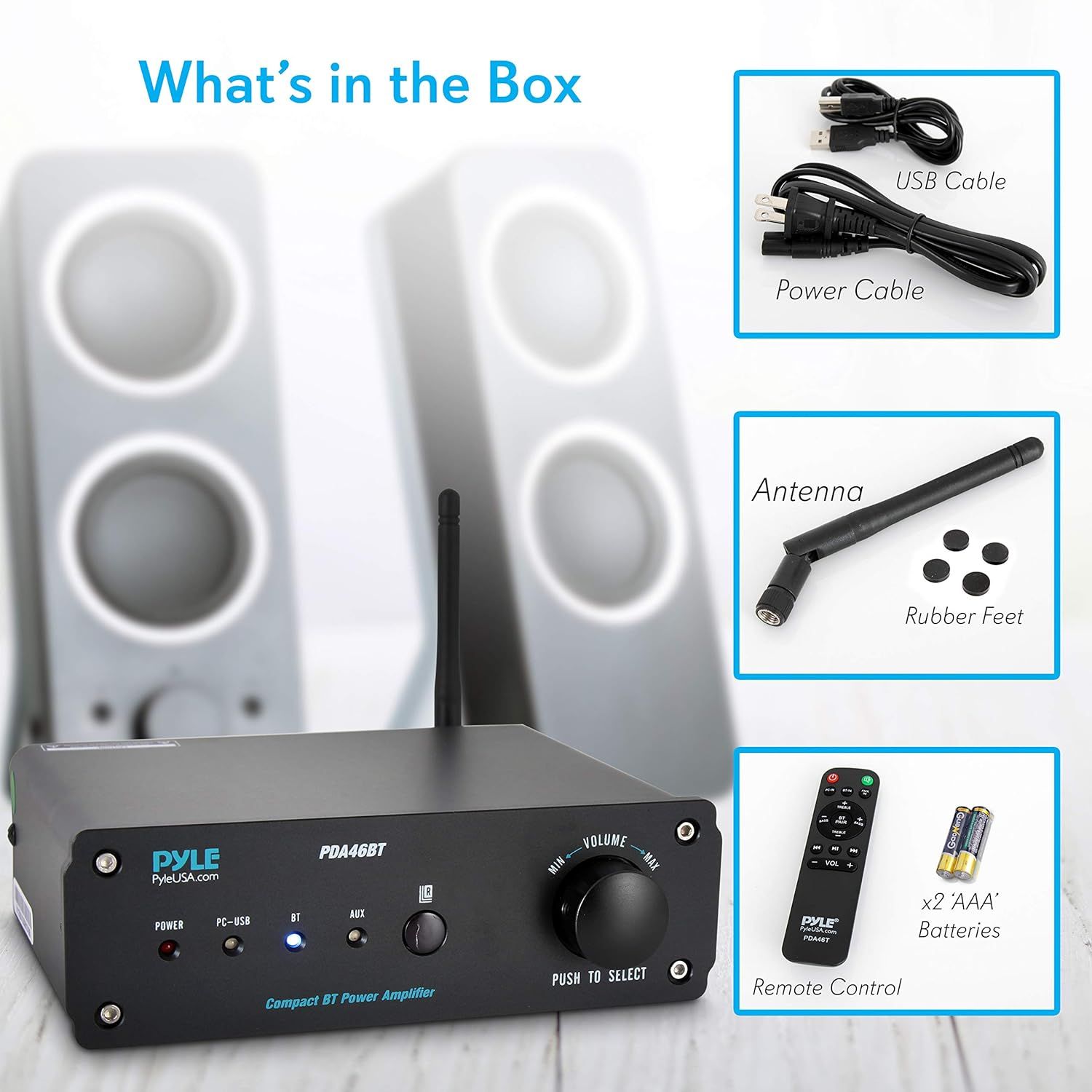 Pyle 100W Bluetooth Audio Stereo Amplifier - 110/240V, 2 Ch.Pro Audio ...