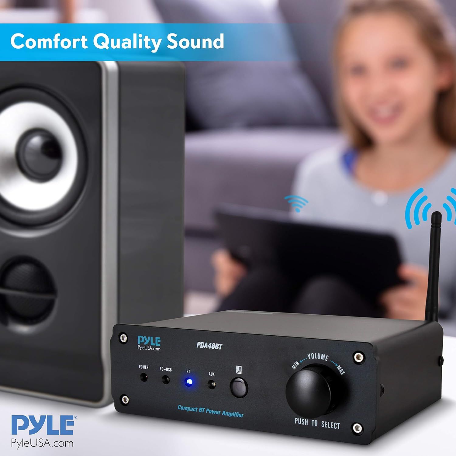 Pyle 100W Bluetooth Audio Stereo Amplifier - 110/240V, 2 Ch.Pro Audio ...