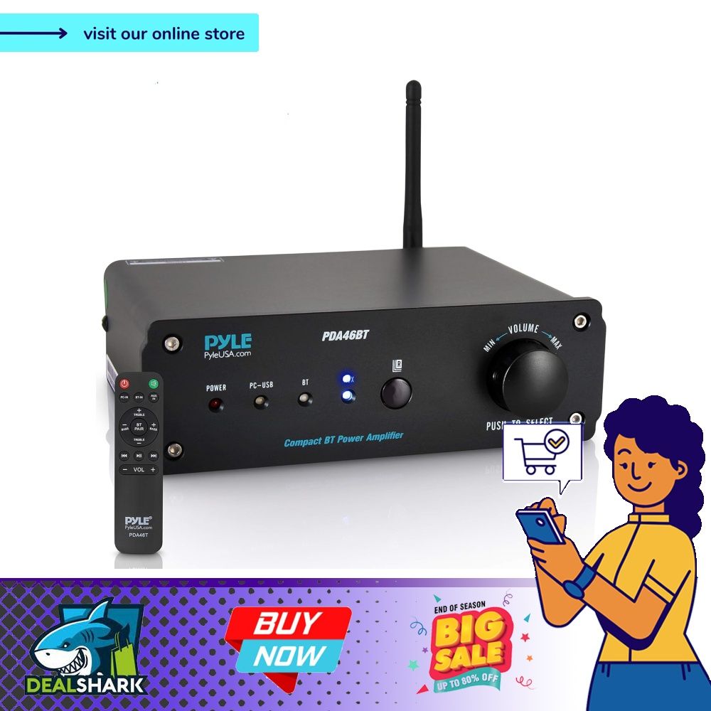 Pyle 100W Bluetooth Audio Stereo Amplifier - 110/240V, 2 Ch.Pro Audio ...