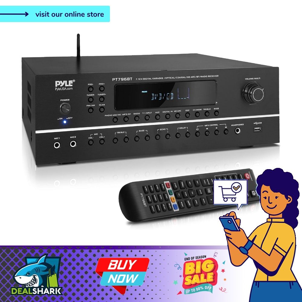 Pyle 7.1-Channel Hi-Fi Bluetooth Stereo Amplifier - 2000 Watt AV Home ...