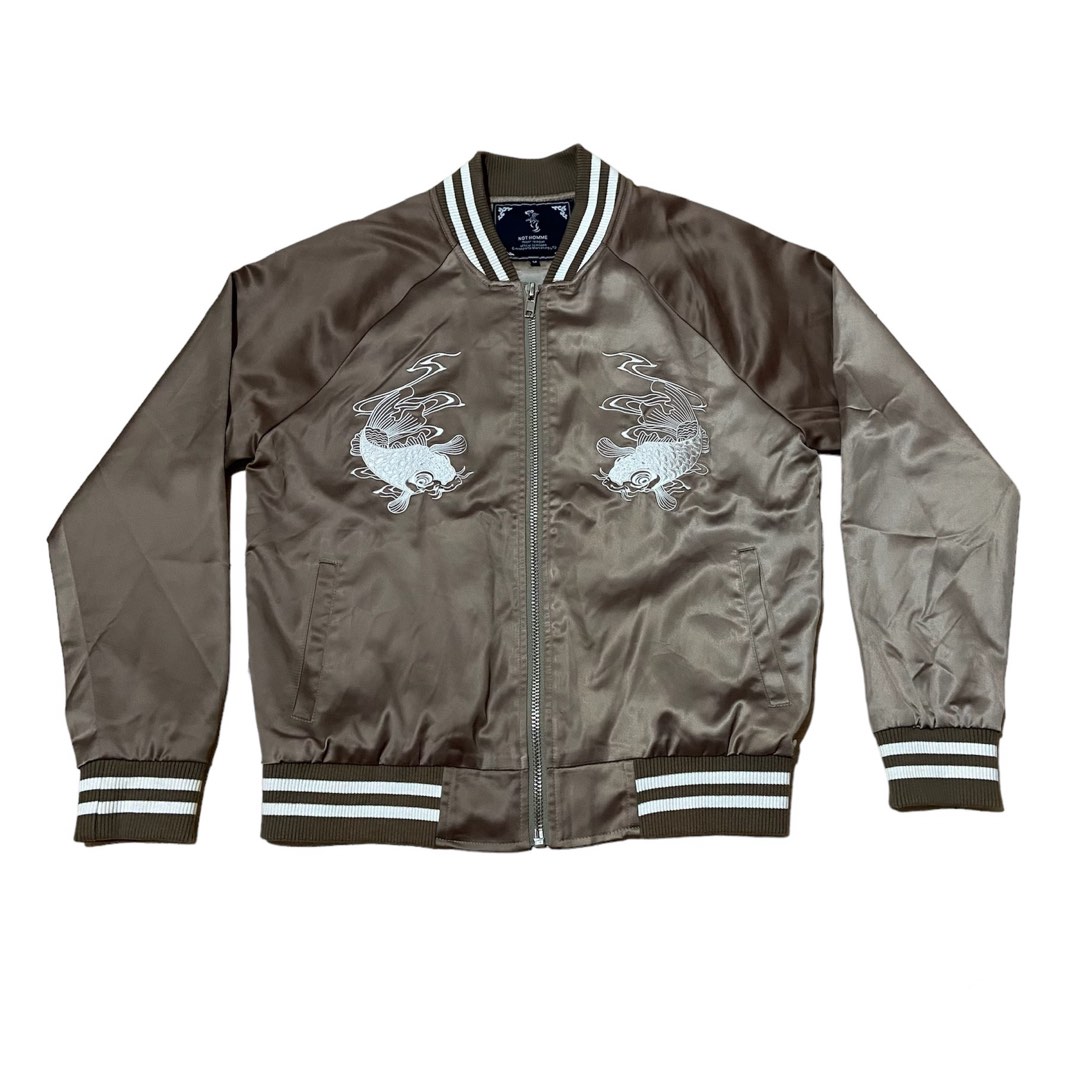 rare japanese vintage satin brown track jacket, Men's Fashion, Coats ...