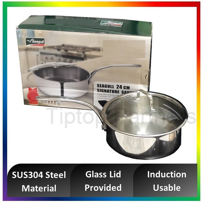 Seagull 24cm Signature Stainless Steel Saute Pan (SUS304), Furniture ...