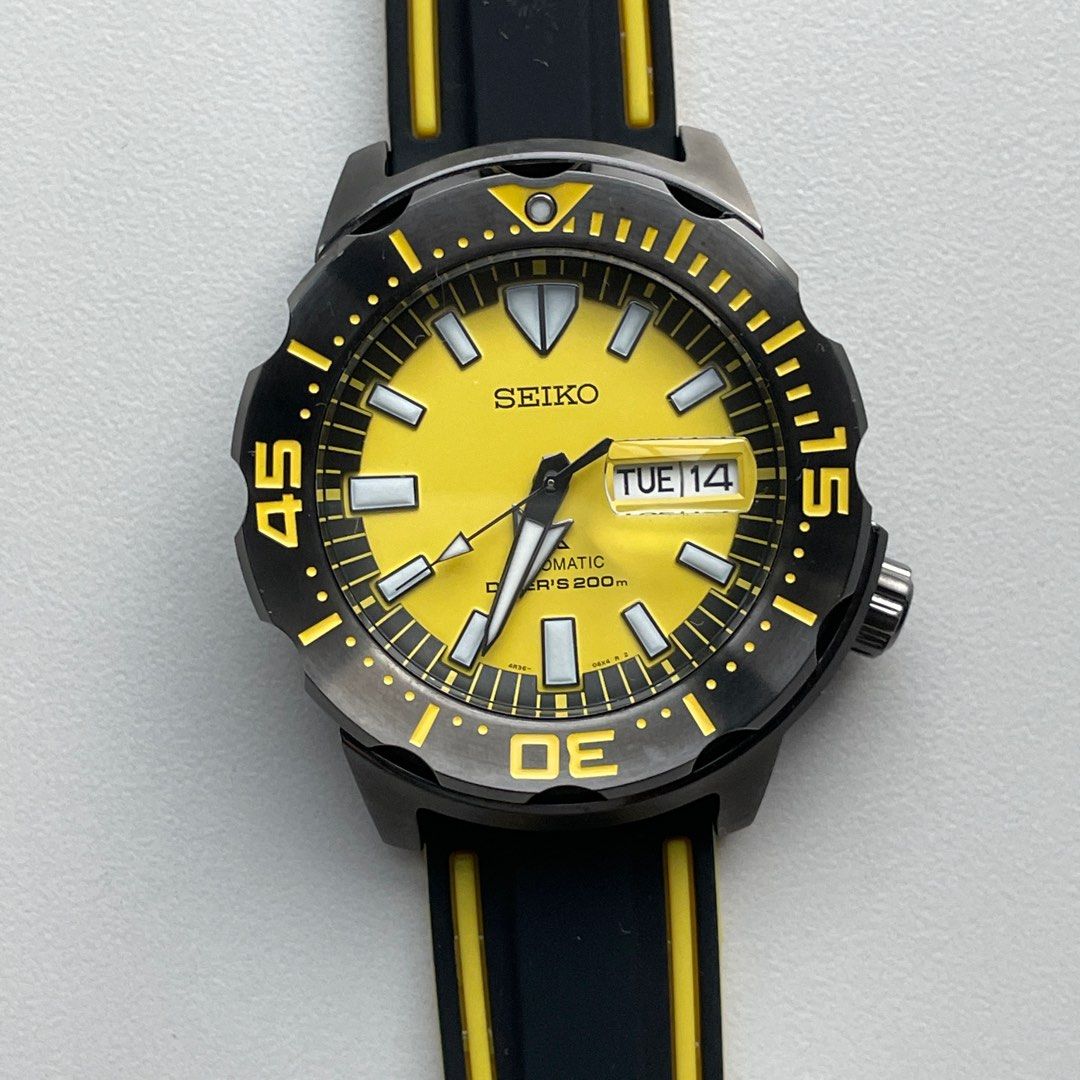 Seiko Yellow Monster SRPF35K1, Men's Fashion, Watches & Accessories ...