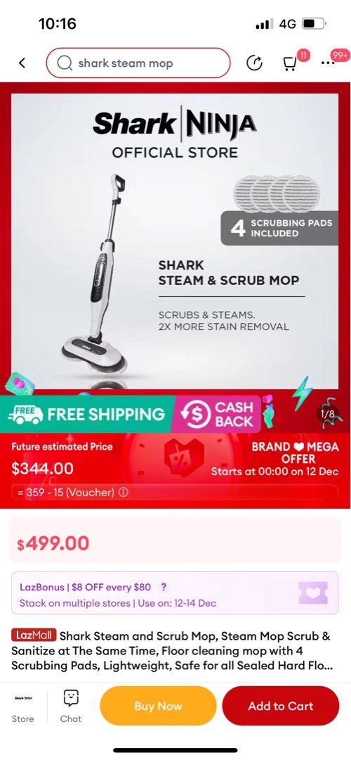 Shark Ninja Steam & Scrub Mop, TV & Home Appliances, Vacuum Cleaner ...