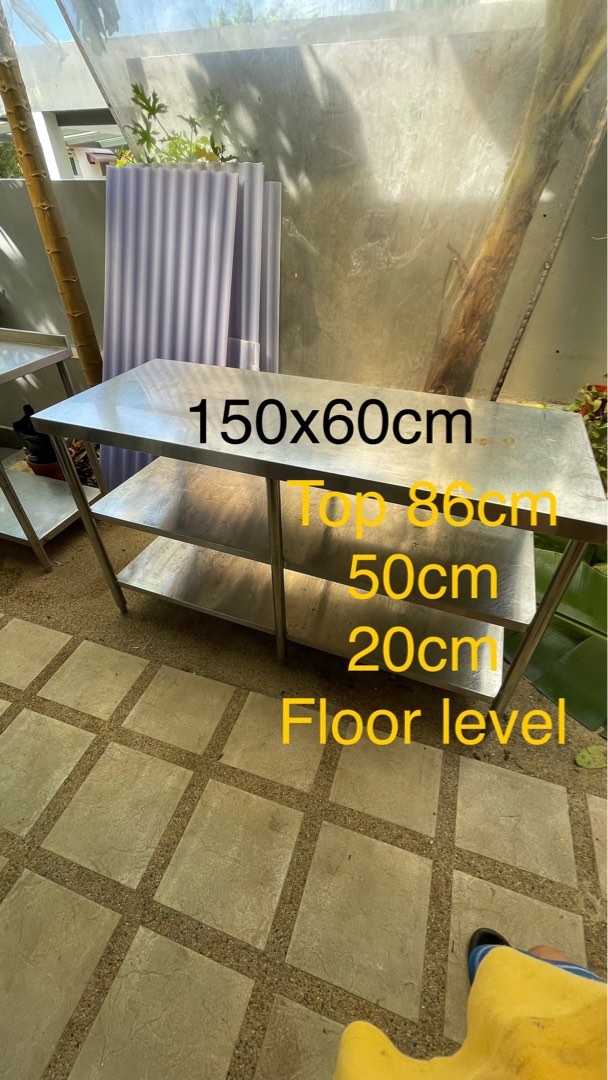 SS Table with 2 shelves, Everything Else on Carousell