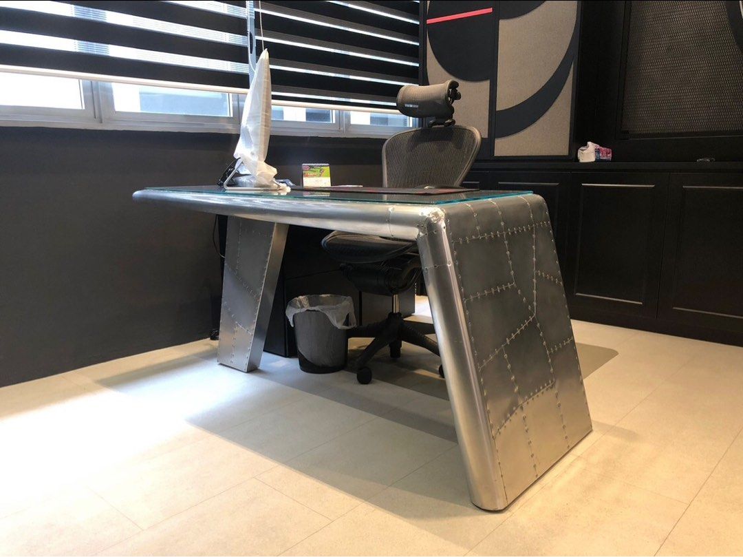 Stylish Silver Office Desk, Furniture & Home Living, Furniture, Tables ...