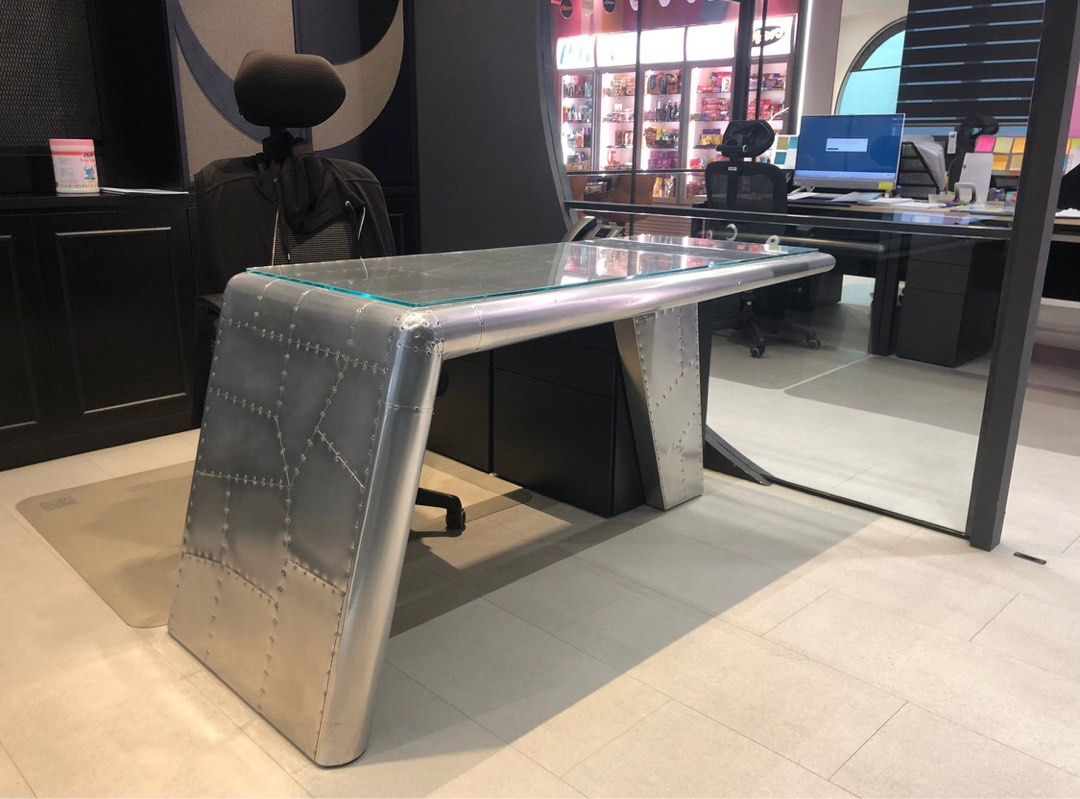 Stylish Silver Office Desk, Furniture & Home Living, Furniture, Tables ...