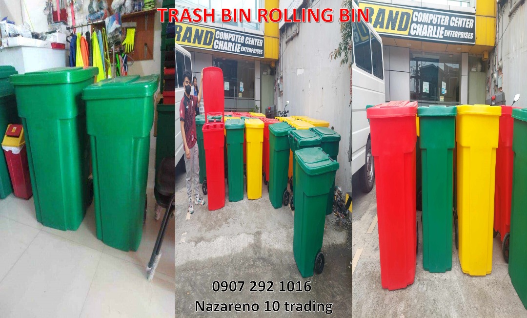 Trash bin Rolling bin w/wheels supplier 495, Furniture & Home Living ...