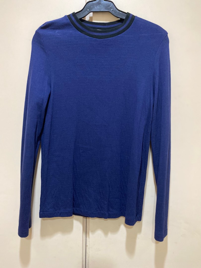Uniqlo Dark Blue Long Sleeve Shirt, Women's Fashion, Tops, Longsleeves ...